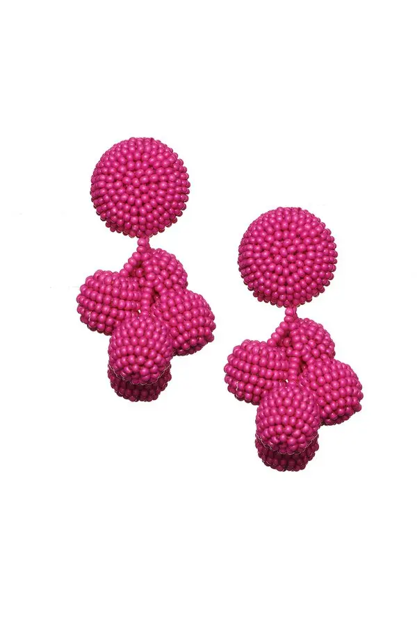 Sachin & Babi Mini Coconuts Beaded Clip-on Earrings - Fuchsia