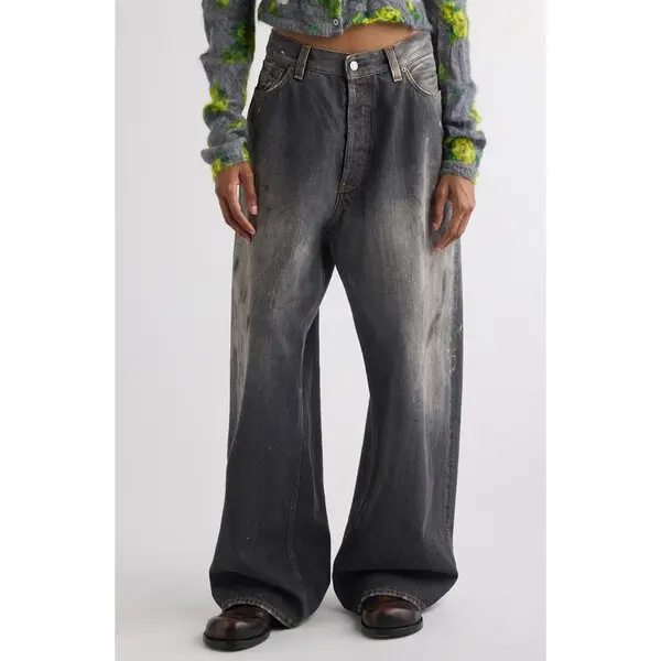 Acne Studios 2023 Trafa Paint Splatter Wide Leg Jeans
