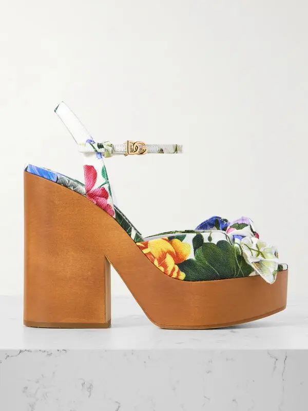 Dolce & Gabbana Keira Floral Platform Sandals - Multi