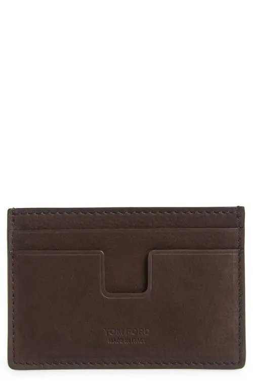TOM FORD T-line Nubuck Card Case - 1b076 Deep Umber