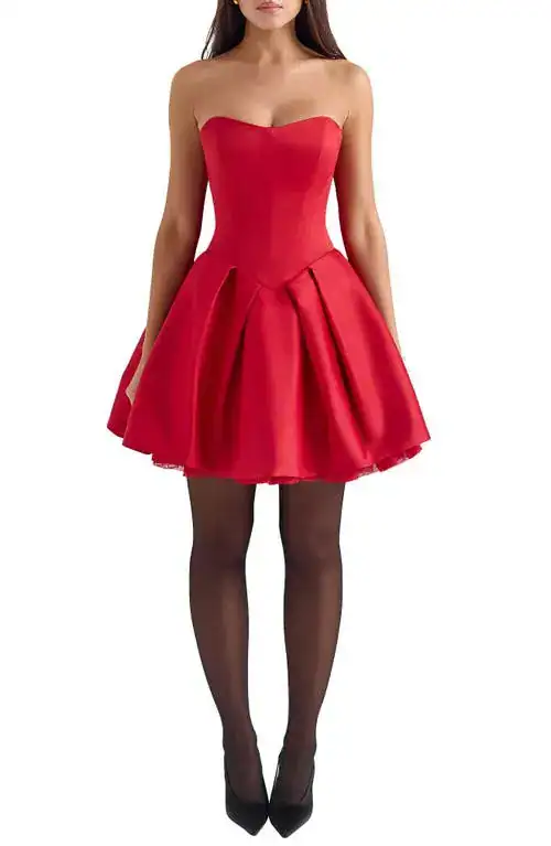 House Of Cb Salome Corset Mini Dress - Haute Red | Editorialist