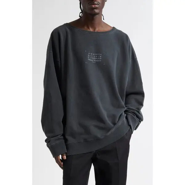 MAISON MARGIELA Numeric Motif Cotton Jersey Sweatshirt - Washed Black
