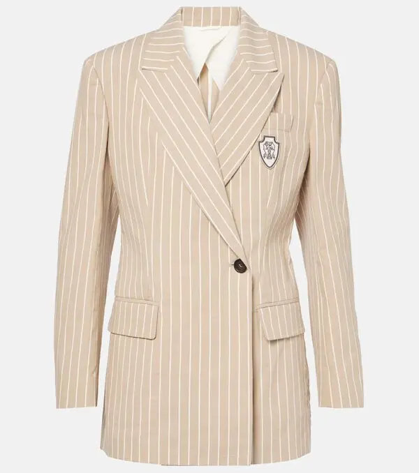 Brunello Cucinelli Cotton And Silk Striped Blazer