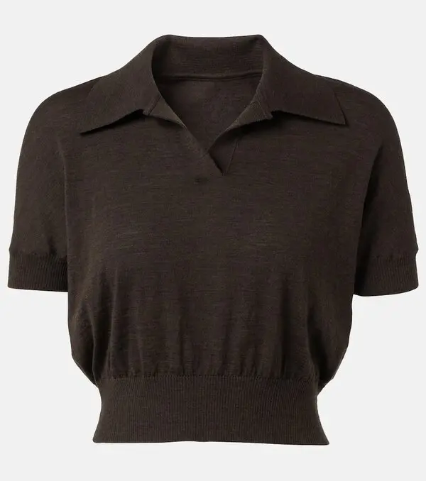 Khaite Morgane Wool-blend Polo Shirt - Brown