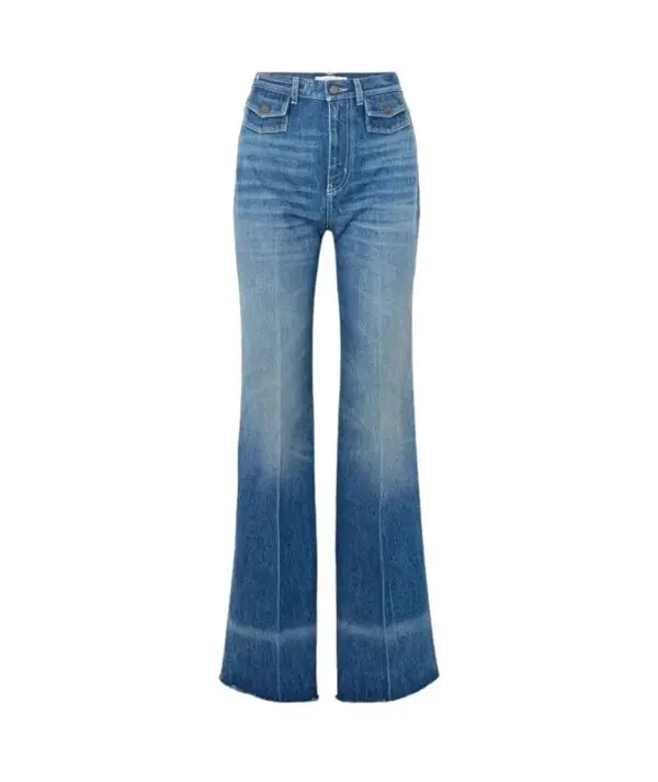 Chloé Frayed High-rise Flared Jeans - Blue