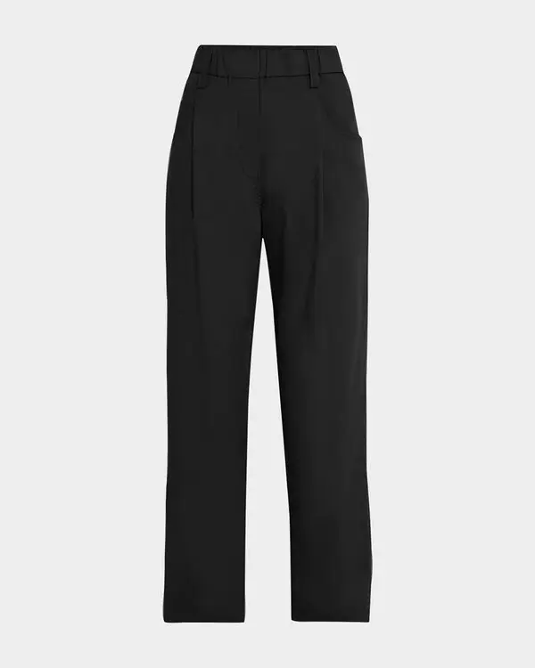 Brunello Cucinelli Poplin Cropped Pants - Black