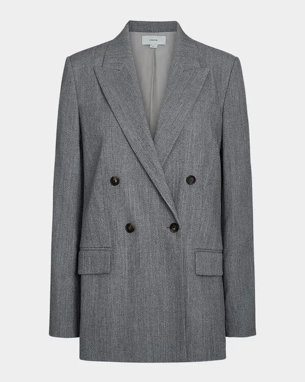 Vince Double-breasted Wool Twill Blazer - Dark Stone Grey