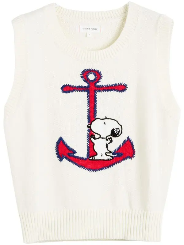 Chinti & Parker Intarsia Top - White