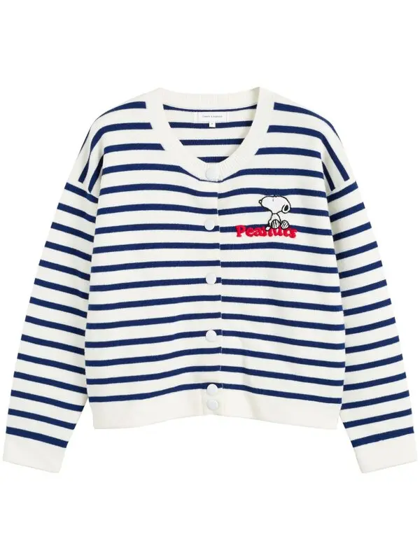 Chinti & Parker X Peanuts Snoopy-appliqué Cardigan - White