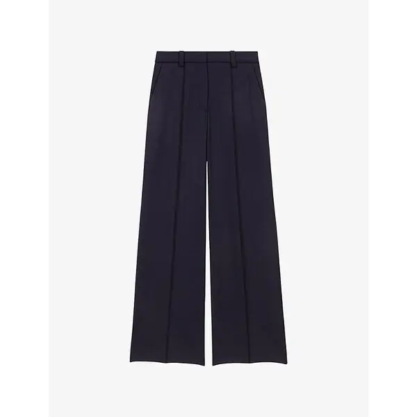 Maje Pin-tuck Pleat Straight-leg Woven Trousers - Bleus