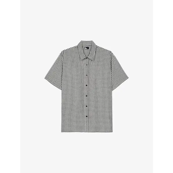 The Kooples Grid-print Relaxed-fit Short-sleeve Woven Shirt