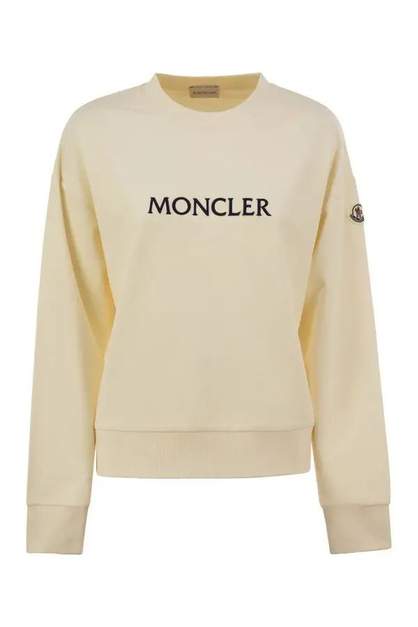 Moncler Cotton Jersey Sweatshirt With Embroidered Logo - White