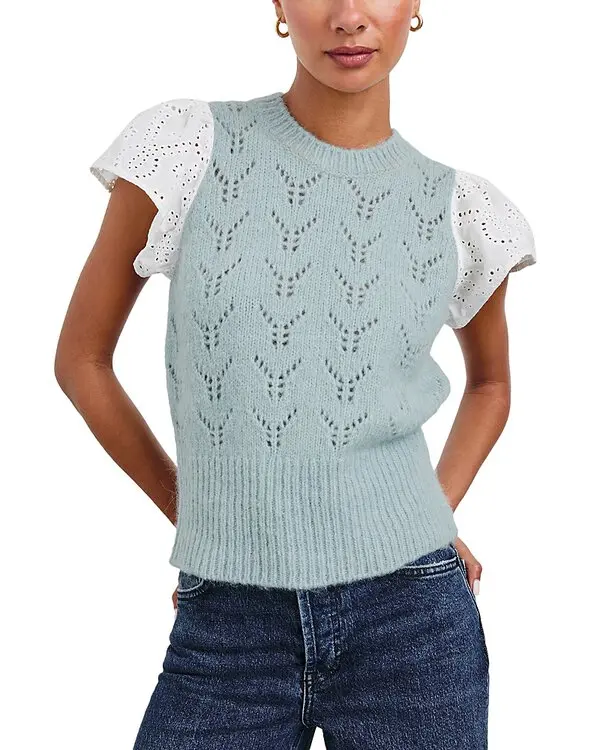 Rails Everly Pointelle Contrast Sleeve Sweater