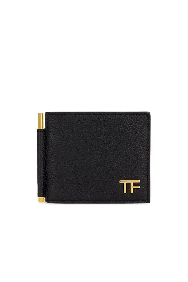 TOM FORD Soft Grain Leather T Line Money Clip Wallet
