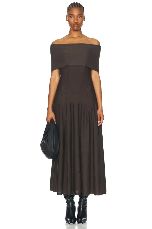 Khaite Ava Off-the-shoulder Dress - Grapeseed