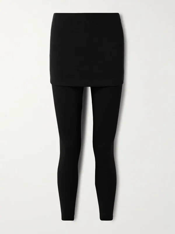 THE PARK Joy Layered Stretch-tencel Lyocell Jersey Leggings - Black