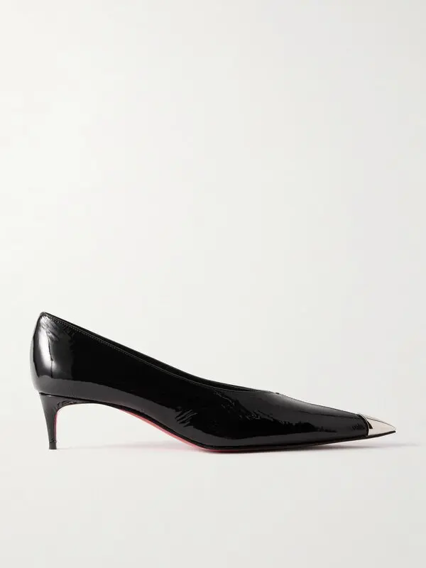 CHRISTIAN LOUBOUTIN Katissima 45 Embellished Patent-leather Point-toe Pumps - Black