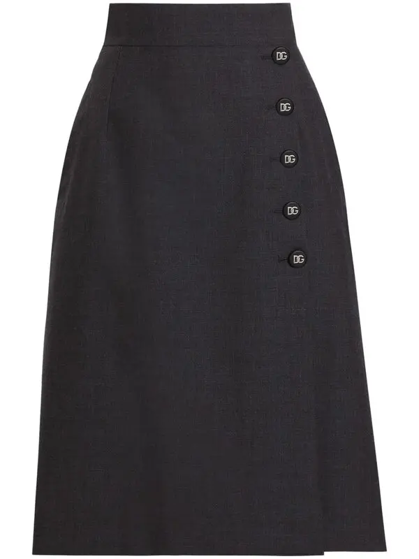 Dolce & Gabbana Overlapping Panel Midi Skirt - Black