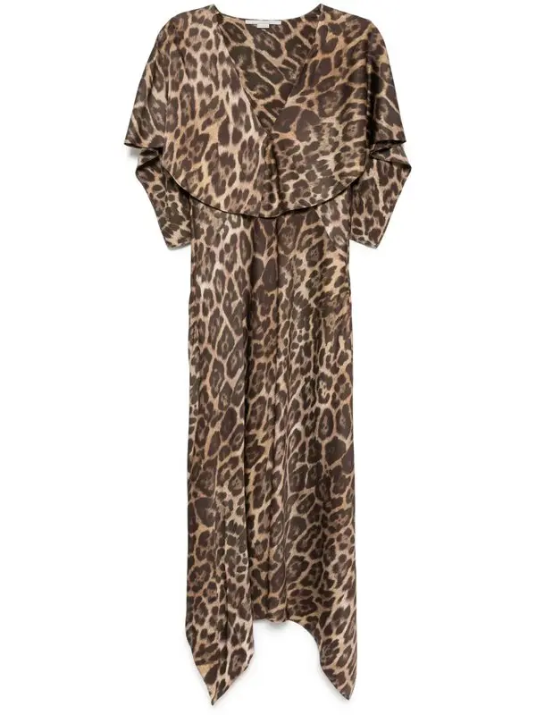 Stella McCartney Leopard Print Midi Dress - Brown