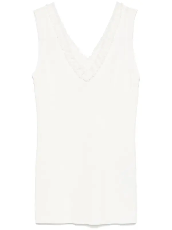 P.a.r.o.s.h Bead-embellished Tank Top - White
