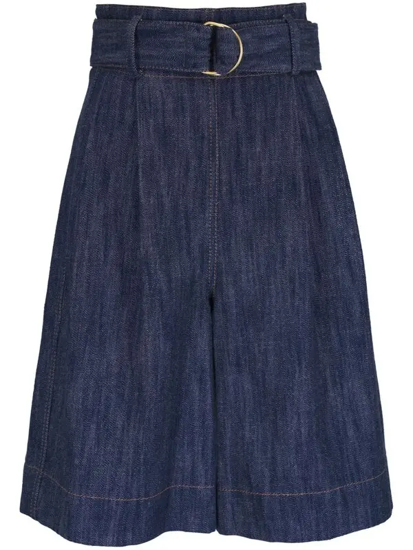 Akris High-waisted Denim Shorts - Blue