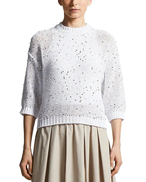 Peserico Sequined Sweater - Pure White