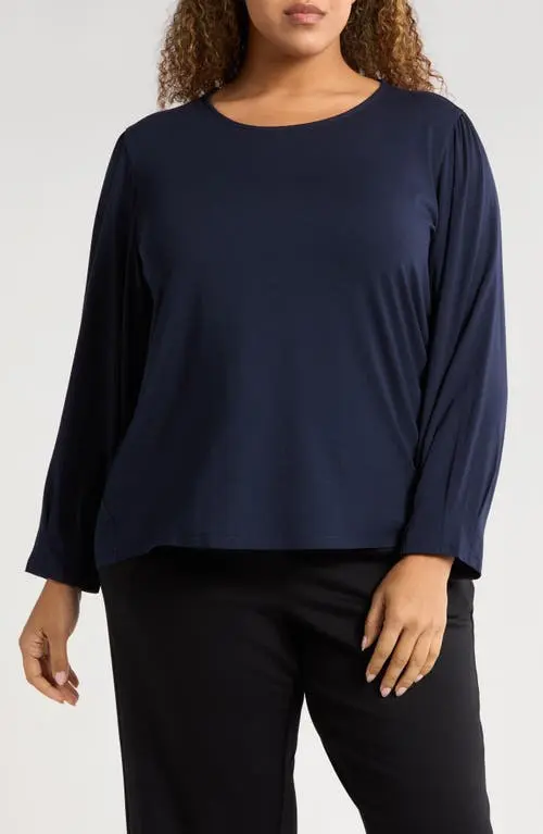 Eileen Fisher Pleated Sleeve Top - Ink
