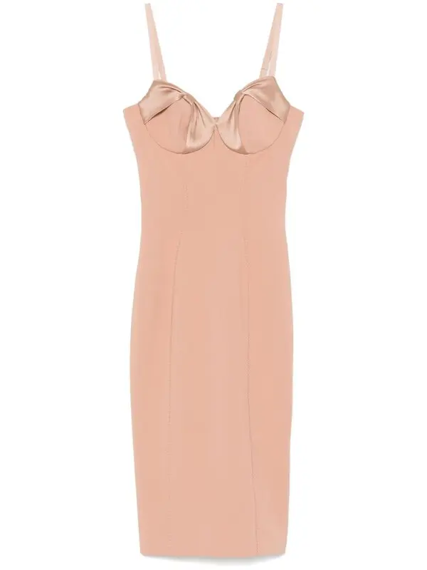 Elisabetta Franchi Bow-embellished Midi Dress - Neutrals