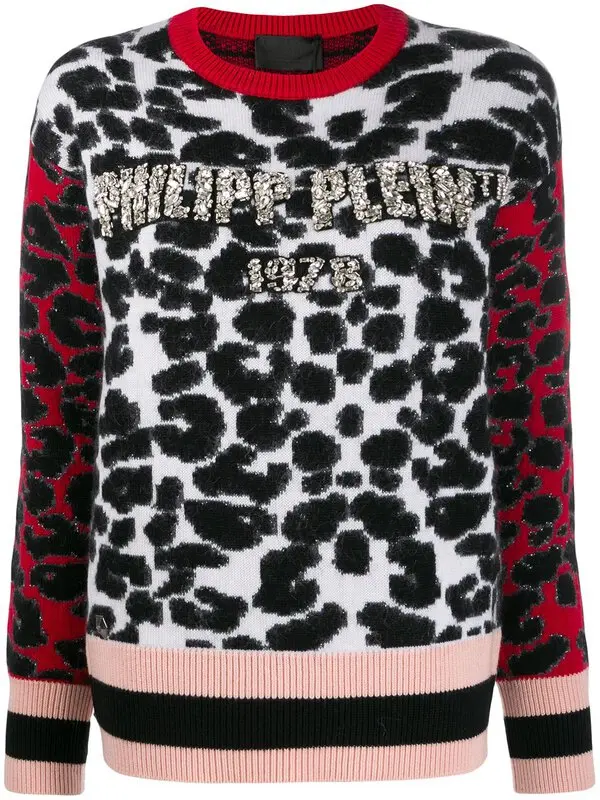 Philipp Plein Animal Print Fringed Jumper