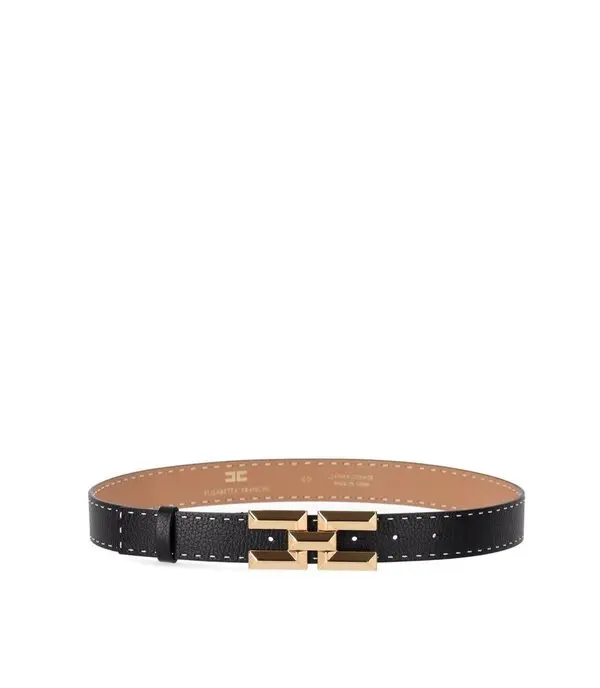 Elisabetta Franchi Leather High-waisted Belt - Black