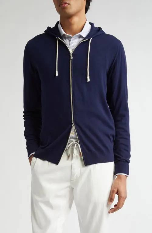 Eleventy Full Zip Wool Hooded Sweater