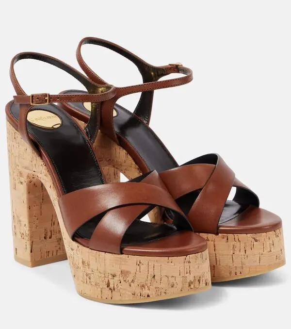 Saint Laurent Bianca Leather Platform Sandals