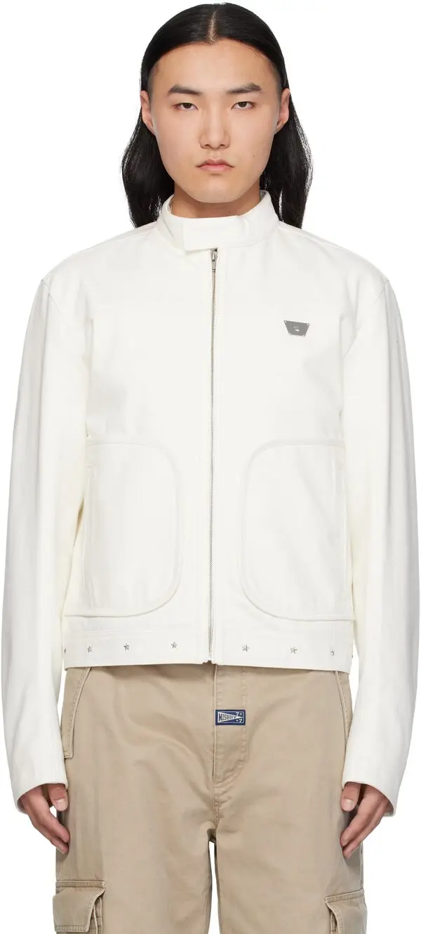 Misbhv Star Slim Denim Jacket In White 10% Off Editorialist