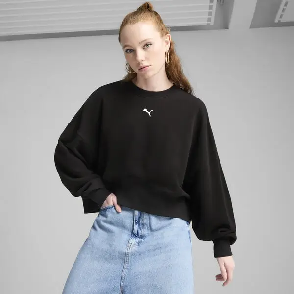 PUMA Essentials Oversized Crew Neck Sweatshirt - Black