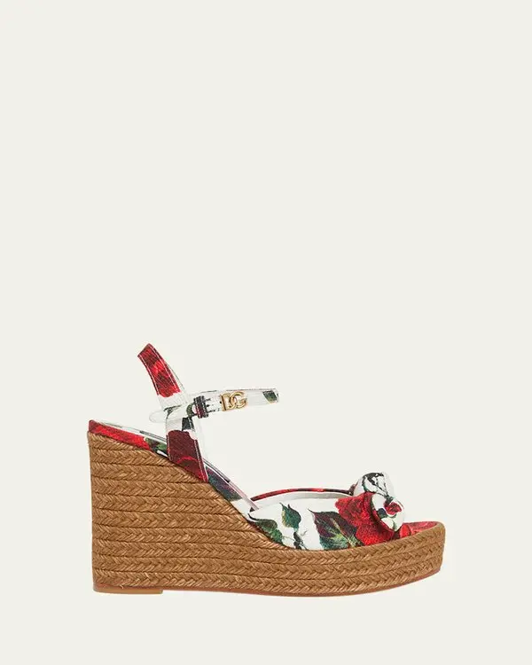 Dolce & Gabbana Lolita Floral Wedge Espadrille Sandals - Multi