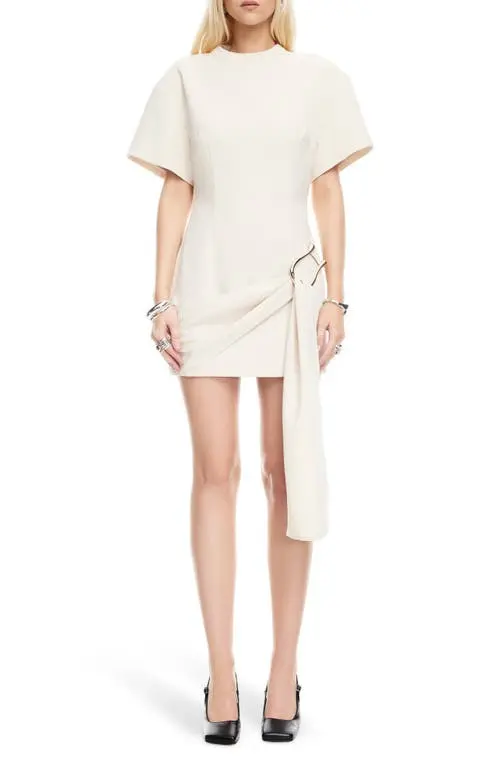 Lioness Martini Draped Belt Minidress - Eggnog
