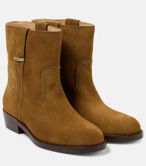 Isabel Marant Lylie 35 Suede Ankle Boots - Beige