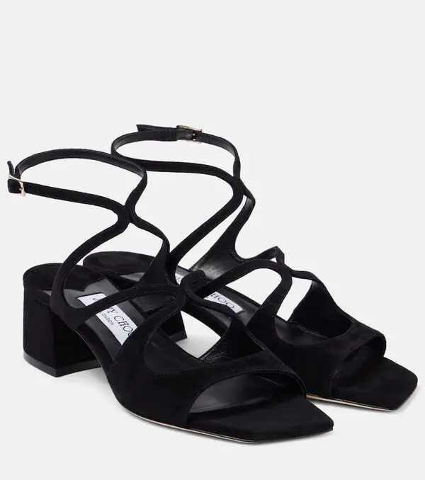 JIMMY CHOO Azilia 45 Suede Sandals - Black