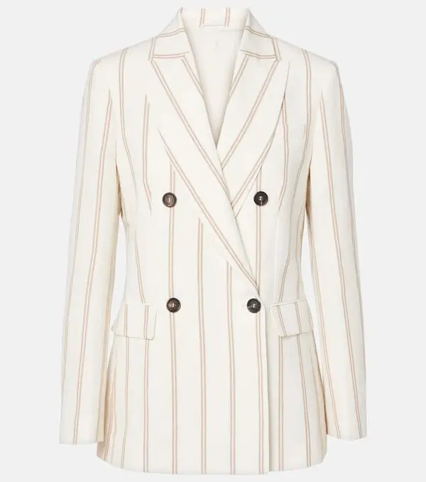 Brunello Cucinelli Striped Blazer - White