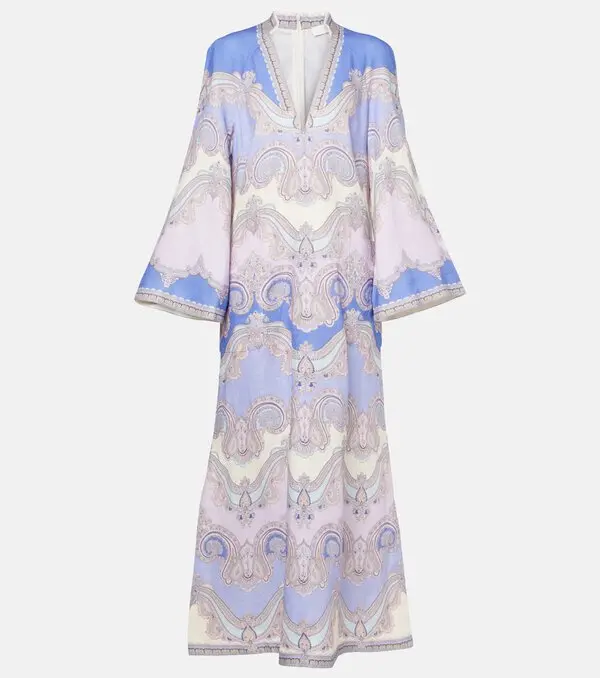 Zimmermann Maxine Paisley Linen Maxi Dress - Multicoloured