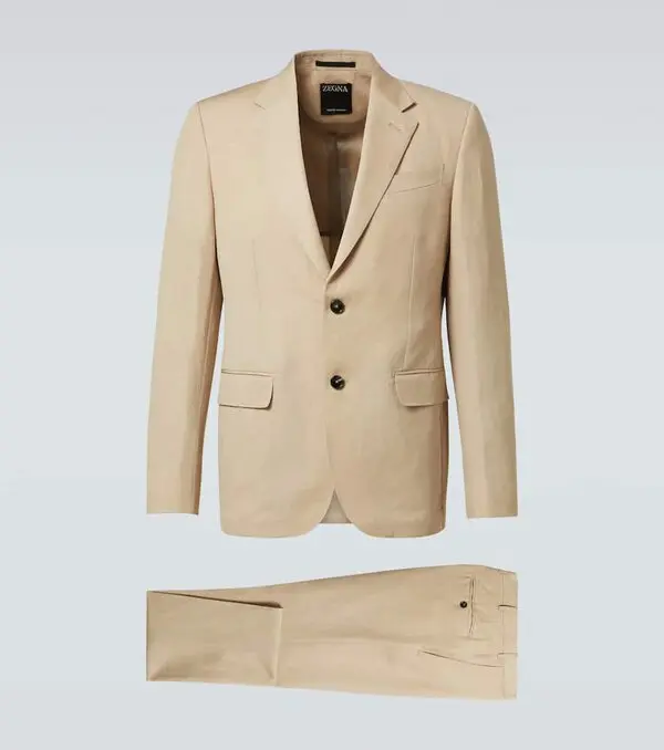 Zegna Trofeo Wool And Linen Suit - Beige