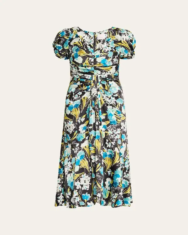Cinq À Sept Walker Floral-print Midi Dress - Obsidian Multi