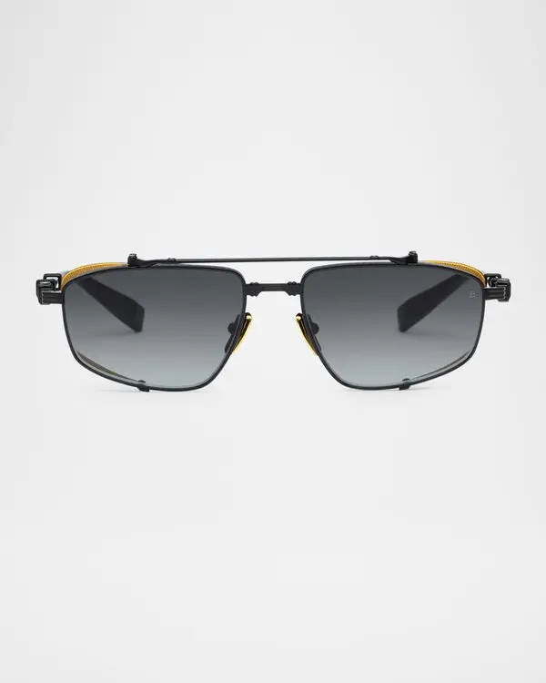Balmain Brigade-v Aviator Titanium Sunglasses - Blk Gld
