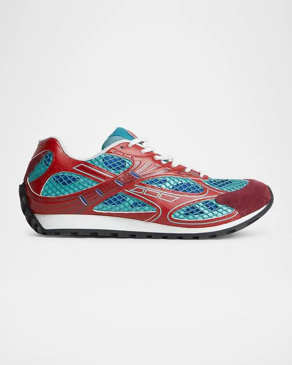Bottega Veneta Orbit Technical Fishnet Sneakers - Red/blue
