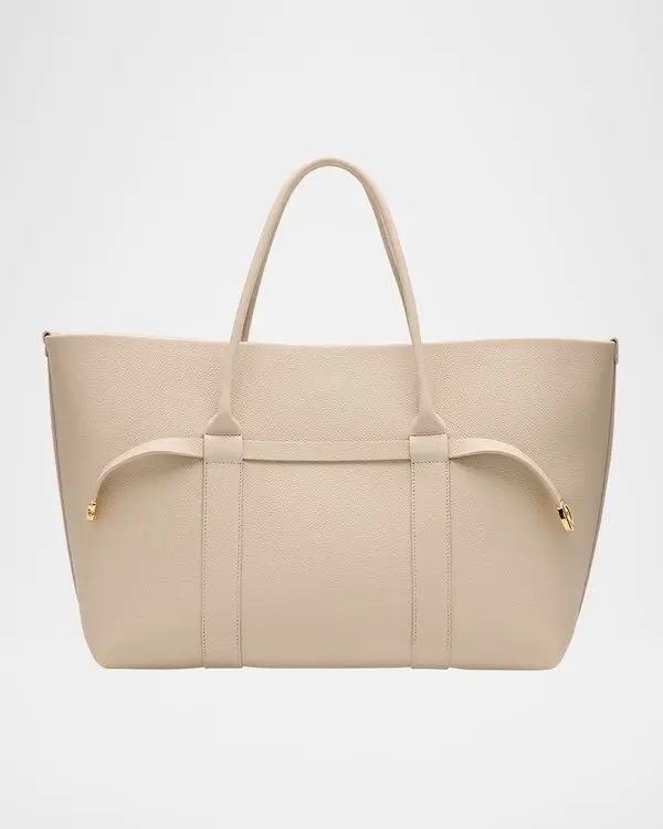 Loro Piana Ghiera Grained Leather & Cashmere Tote - Light Travertine Sun