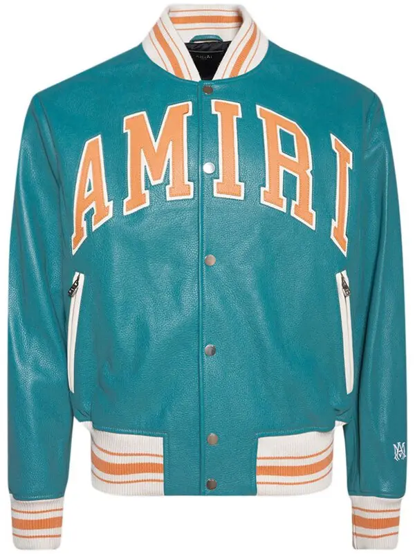 Amiri Leather Bomber Jacket - Blue