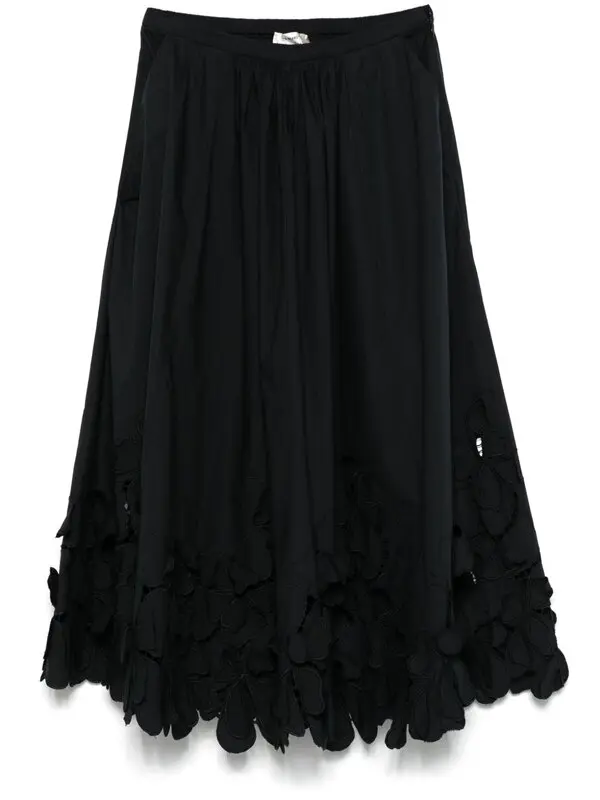 FORTE_FORTE Floral-appliqué Midi Skirt - Black
