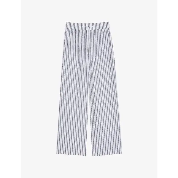 Sandro Striped Drawstring-waist Cotton Trousers
