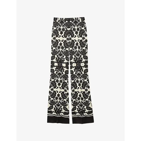Sandro Floral-pattern High-rise Trousers