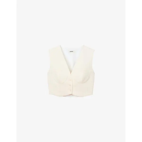 Sandro Sequin-embellished Cropped Woven Top - Naturels